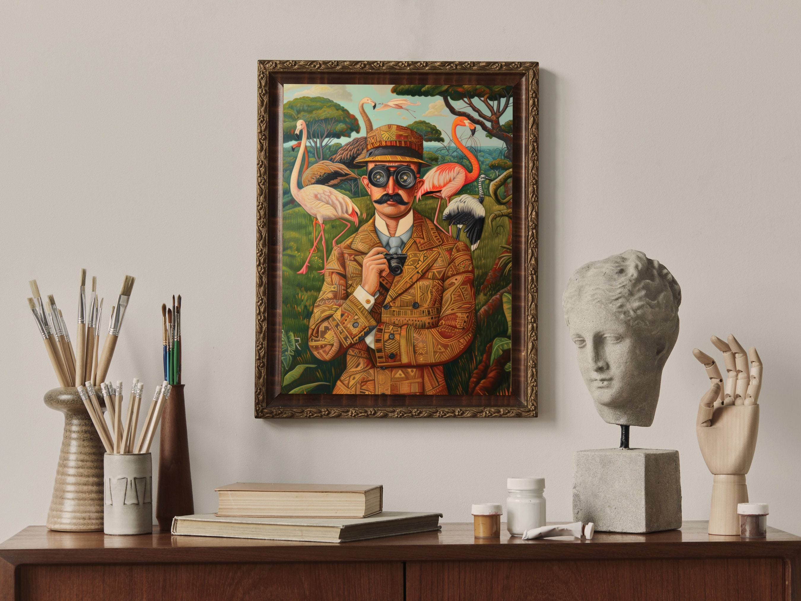 Vintage Colonial Painting, Jungle Wall Art, Whimsical Art Print ...