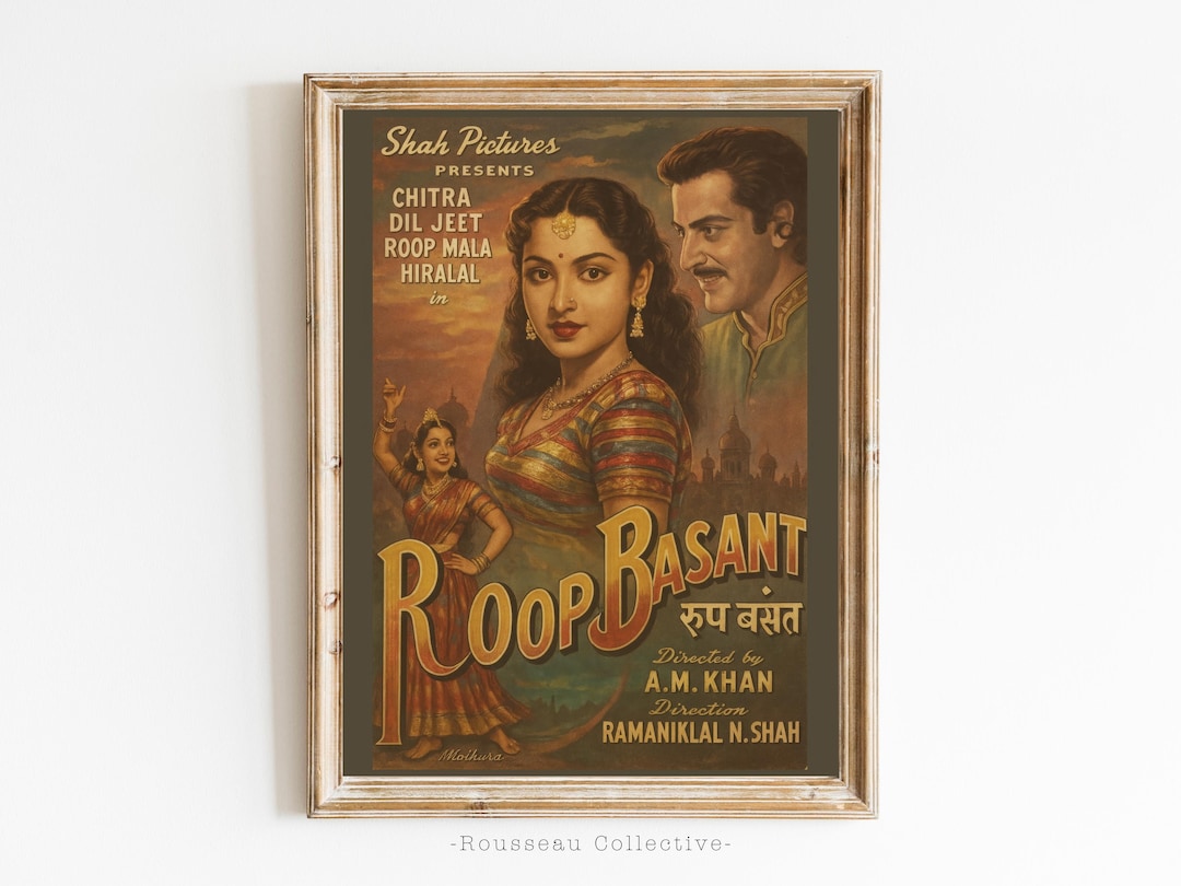 Roop Basant Bollywood Vintage Poster Print Indian Cinema Wall Art Retro ...