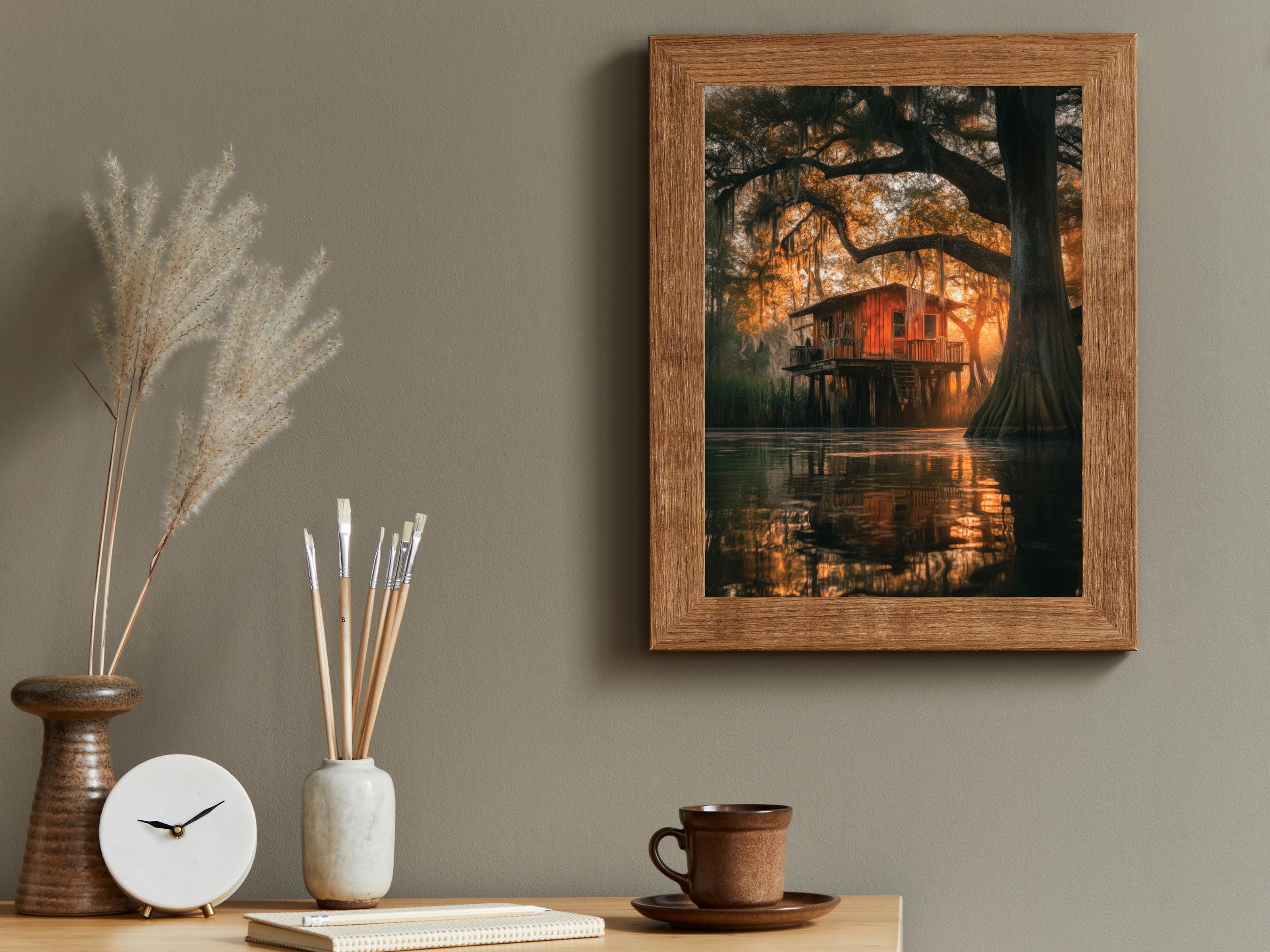Deep South Bayou Art Print: Moody Treehouse Cabin Dark Academia Wall ...