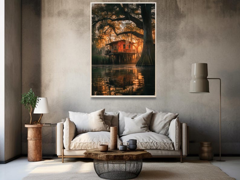 Deep South Bayou Art Print: Moody Treehouse Cabin Dark Academia Wall ...