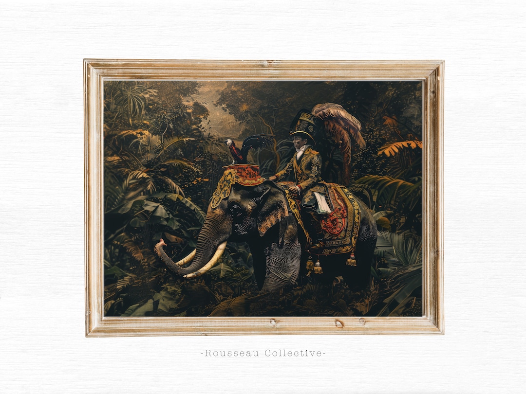Colonial Vintage Jungle Art Print | Henri Rousseau Inspired Tropical ...