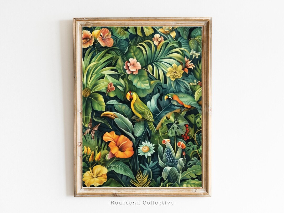 Henri Rousseau Inspired Tropical Jungle Print - Lush Botanical Wall Art ...