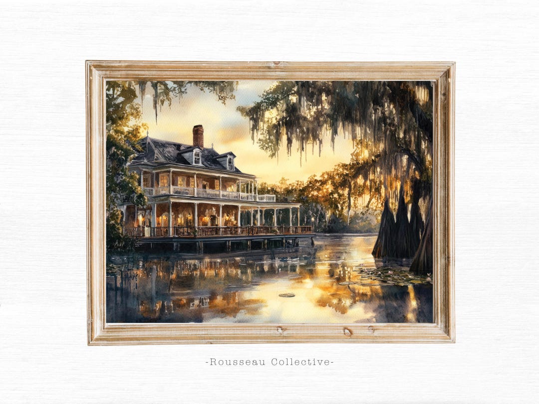 Deep South Bayou Illustration Art Print: Antebellum Plantation, Moody ...