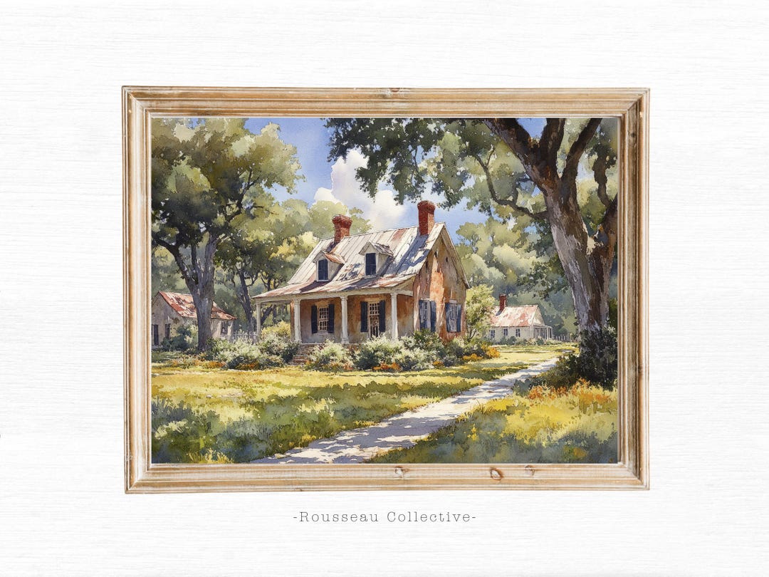 Deep South Bayou Landscape Art Print: Vintage Watercolor Wall Decor ...