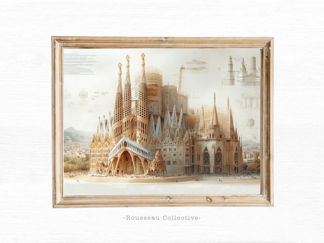 Sagrada Familia Inspired Architectural Art Print | Fantasy Cathedral ...