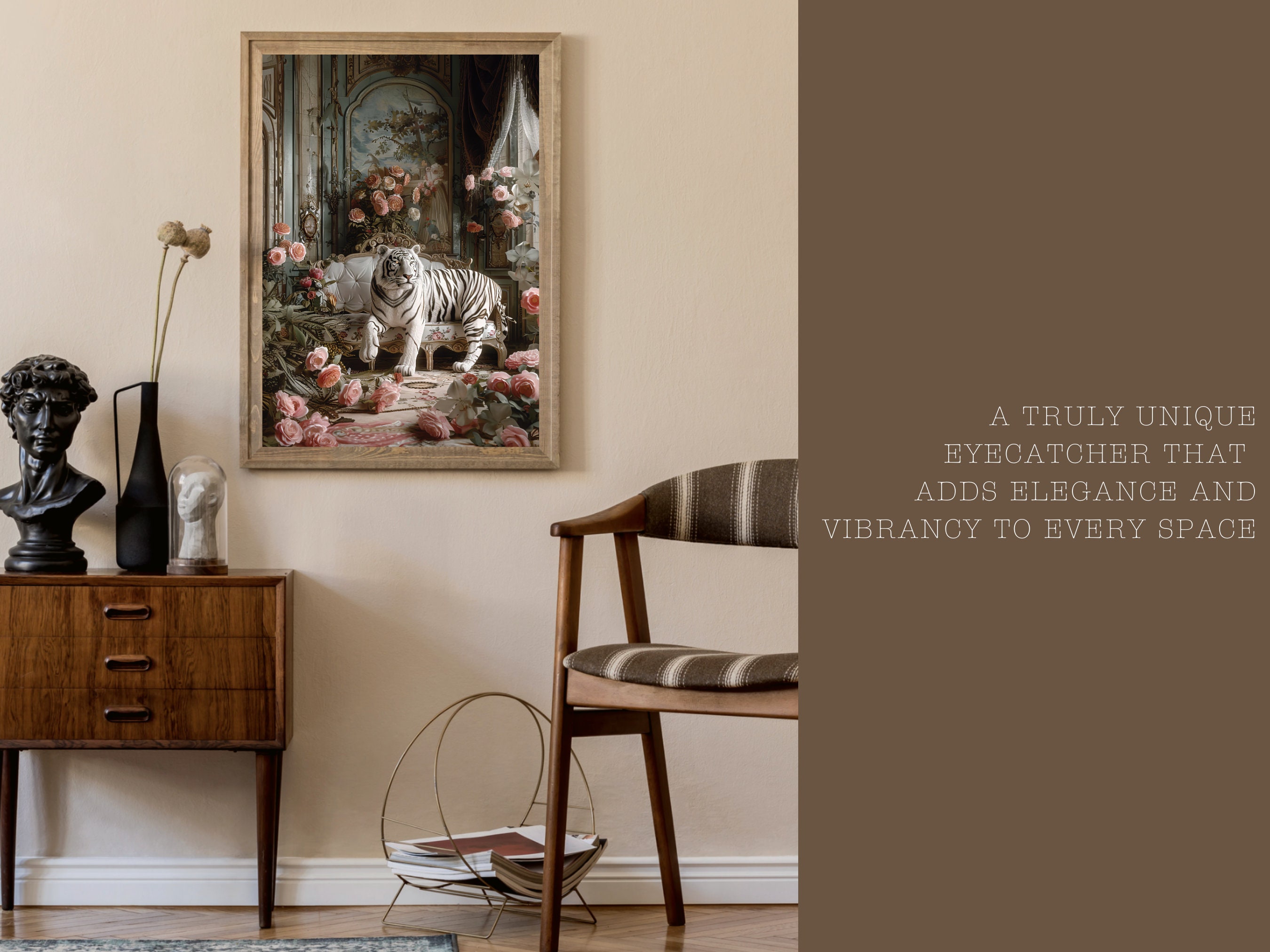 Vintage Tiger Boho Rococo Jungle Photo, Tropical Wall Decor, Nature ...