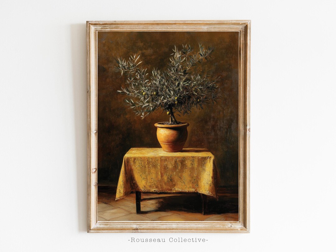 Vintage Olive Tree Art Print: Rustic Botanical Still Life - Etsy