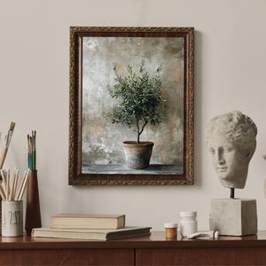 Vintage Olive Tree Art Print – Rustic Botanical Wall Art, Mediterranean ...