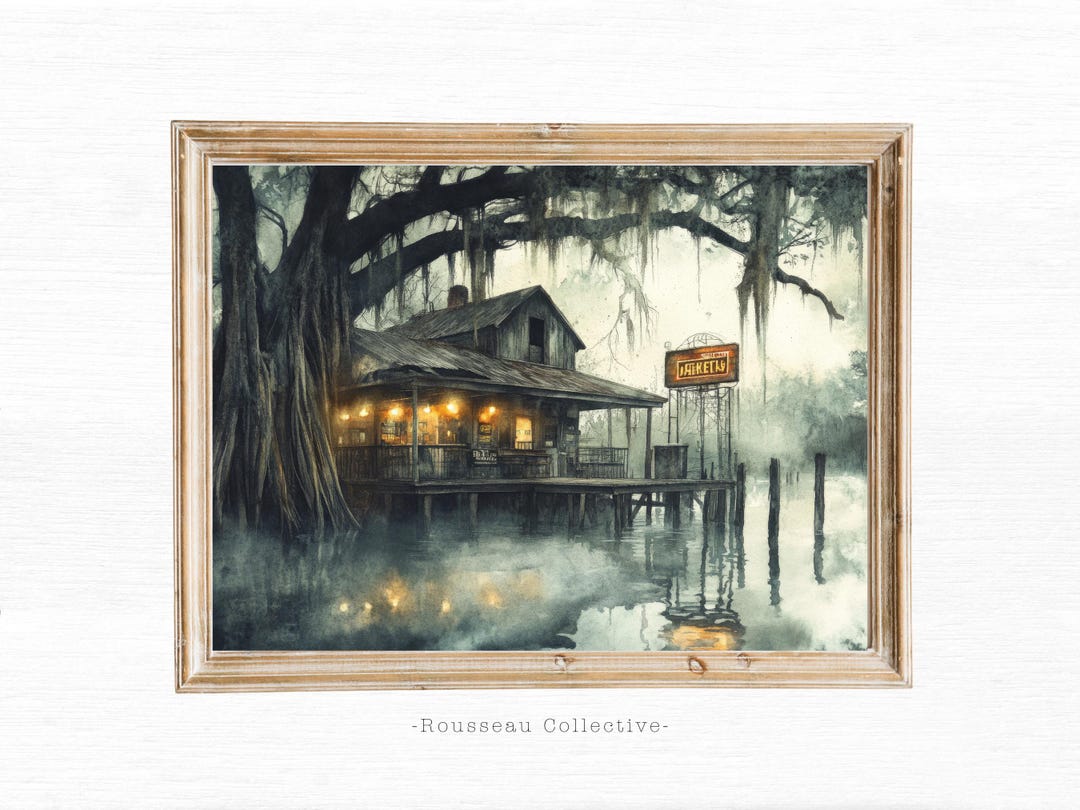 Rustic Bayou Watercolor Art Print: Southern Gothic Home Decor - Etsy