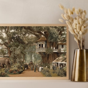 Vintage Colonial India Treehouse Photoart Print, British Raj Postcard ...