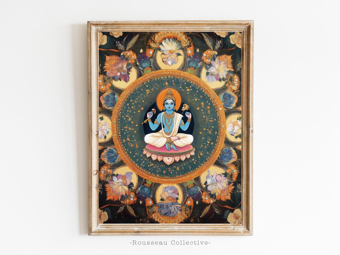 Vishnu Mandala Art Print: Indian Pichwai, Boho Zen Decor - Etsy