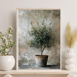 Vintage Olive Tree Art Print – Rustic Botanical Wall Art, Mediterranean ...