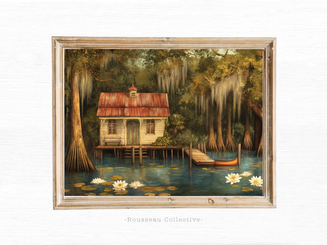 Deep South Bayou Illustration Art Print: Antebellum Plantation, Moody ...