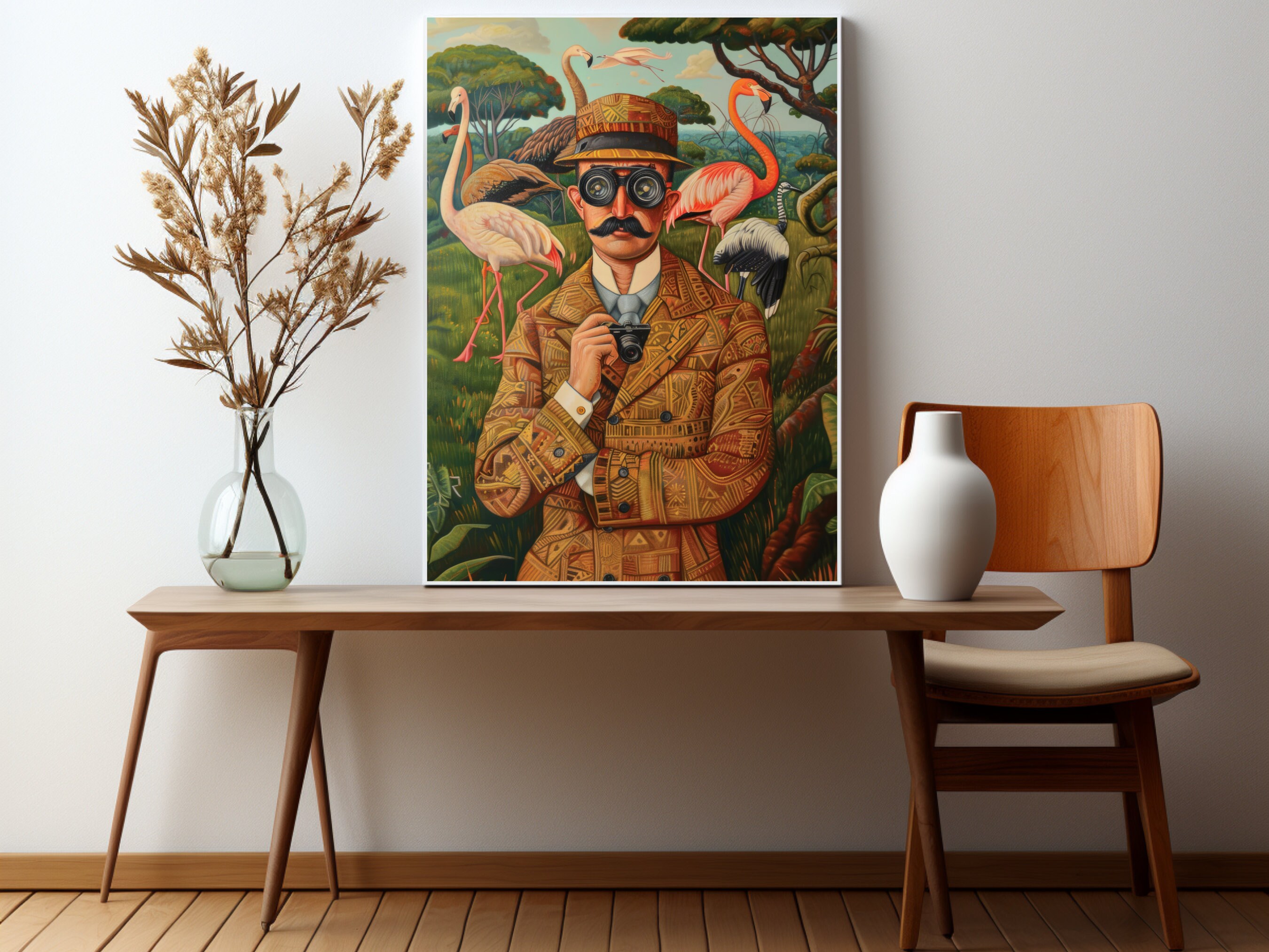 Vintage Colonial Painting, Jungle Wall Art, Whimsical Art Print ...