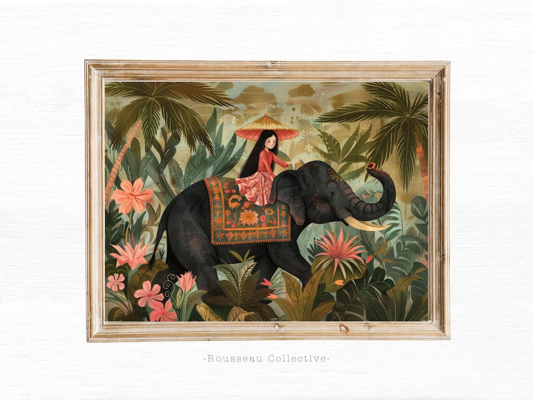 Henri Rousseau Elephant Print Poster, Tropical Decor, Botanical Print ...