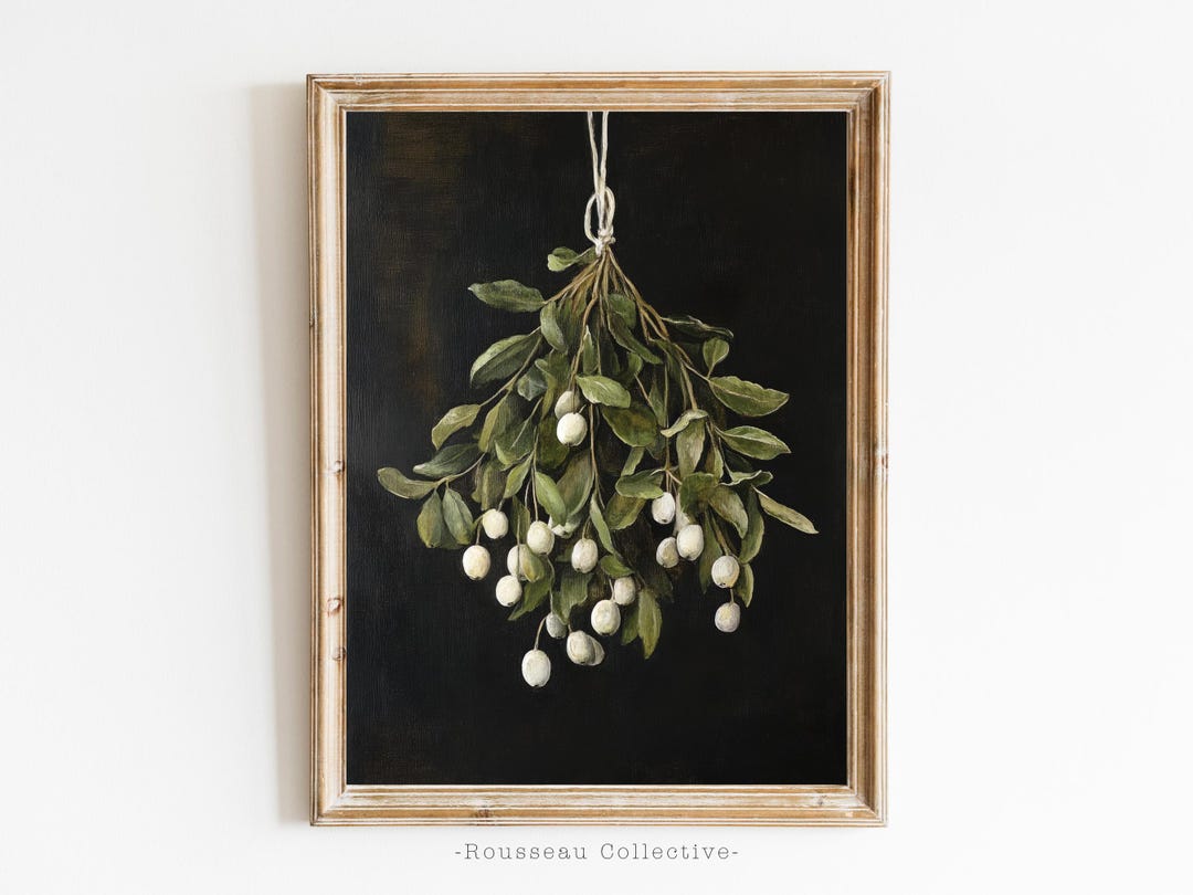 Classic Mistletoe Art Print – Elegant Holiday Wall Decor, Minimalist ...