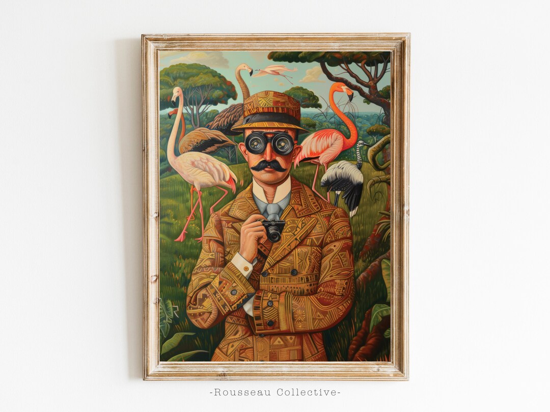 Vintage Colonial Painting, Jungle Wall Art, Whimsical Art Print ...