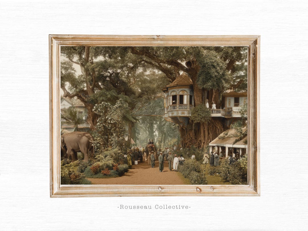 Vintage Colonial India Treehouse Photoart Print, British Raj Postcard ...