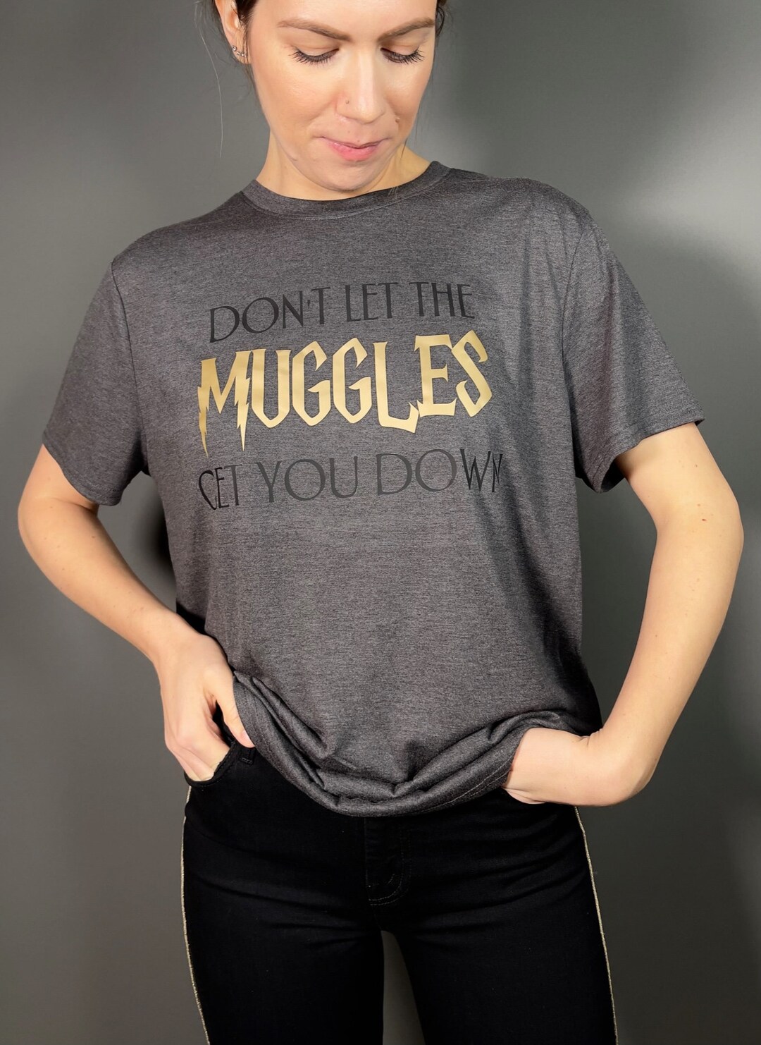 Muggle Wizarding World Fantasy Themed Tee. HP Shirt. Grey. Gifts for ...