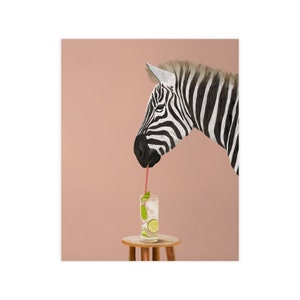 Zesty Zebra Mojito Poster: Vibrant Animal Art for Wall Decor - Etsy