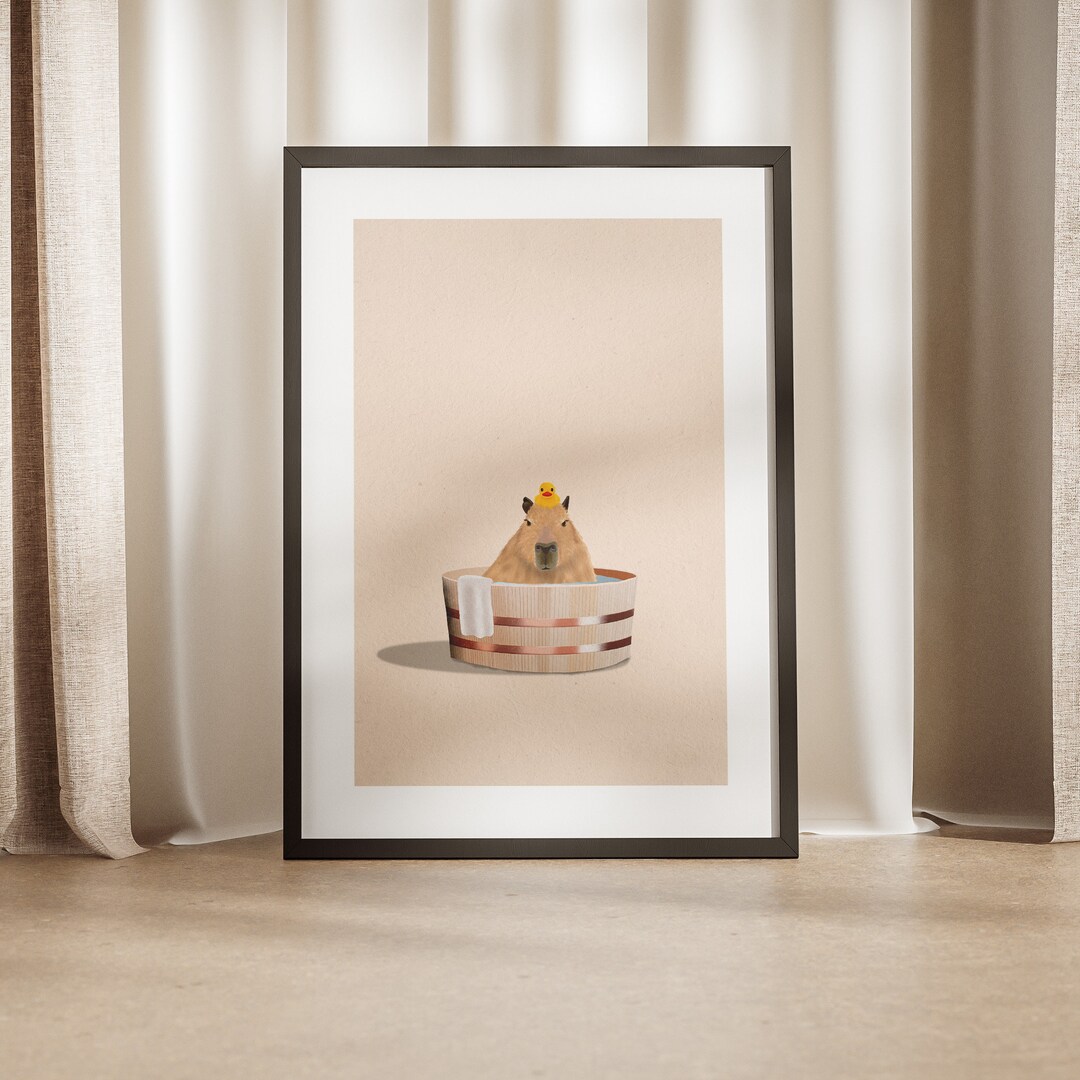 Capybara Bath Bliss Poster: Serene Spa Moment in Adorable Art. Elevate ...