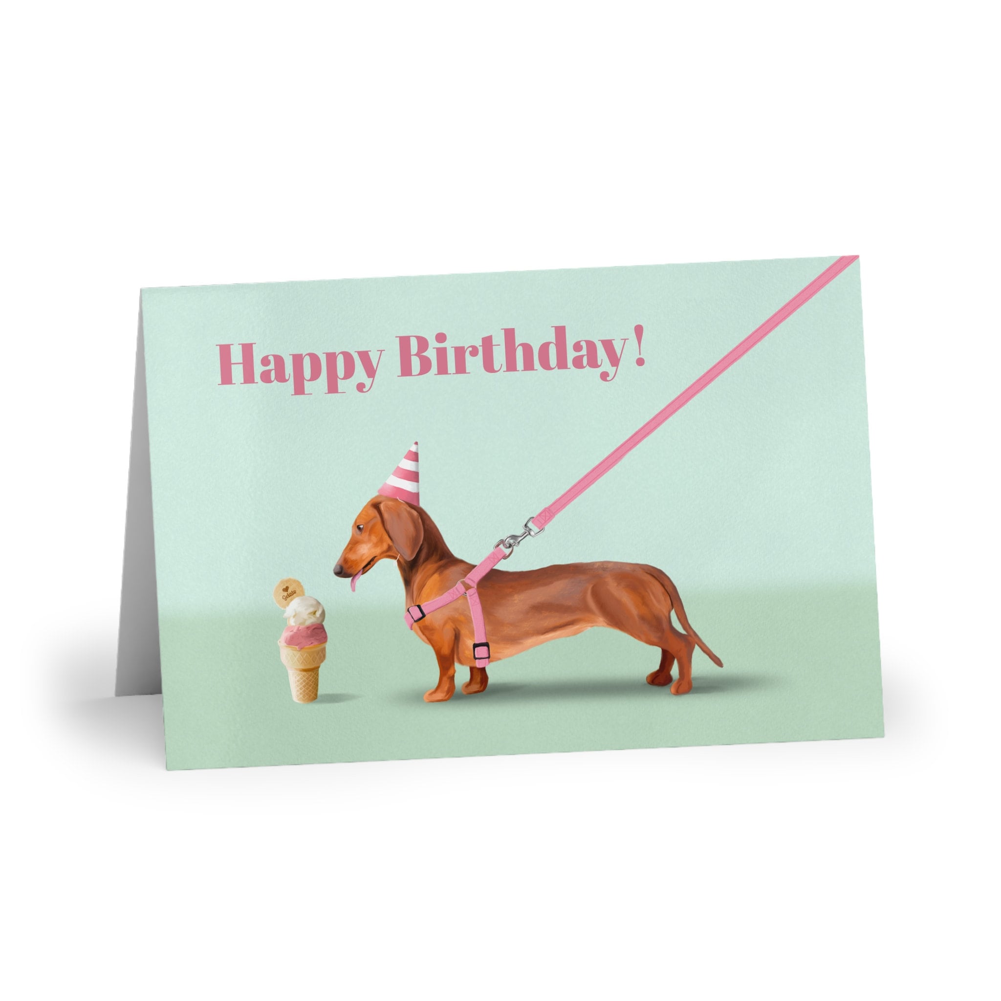 Dachshund Birthday Card: Adorable Wiener Dog Longing for Gelato | Cute ...