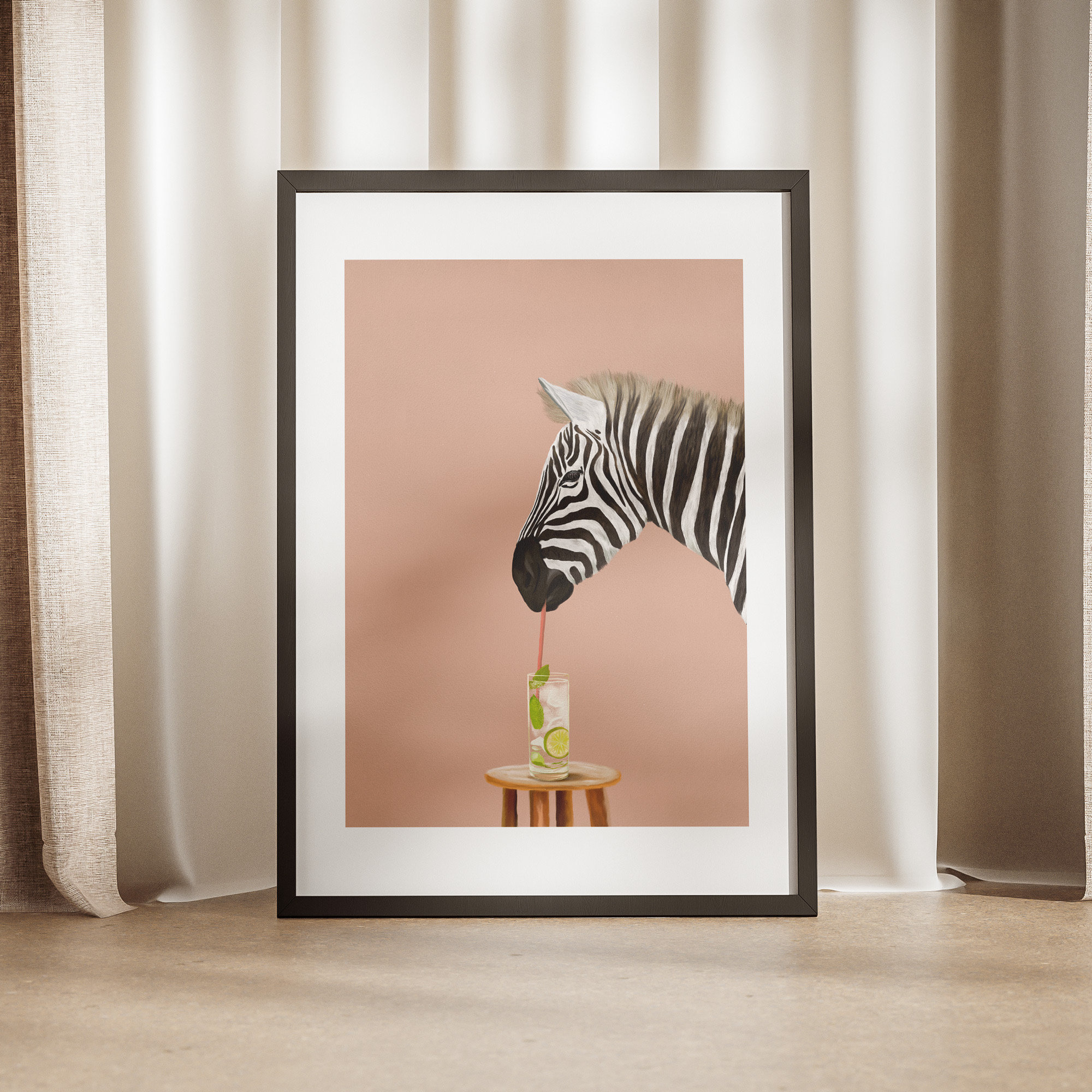 Zesty Zebra Mojito Poster: Vibrant Animal Art for Wall Decor - Etsy
