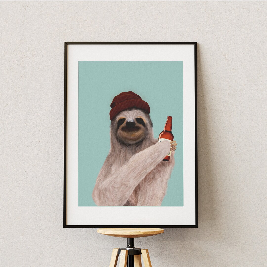 Sloth Chic: Hipster Beanie Sloth Poster Laid-back Charm With a Quirky ...