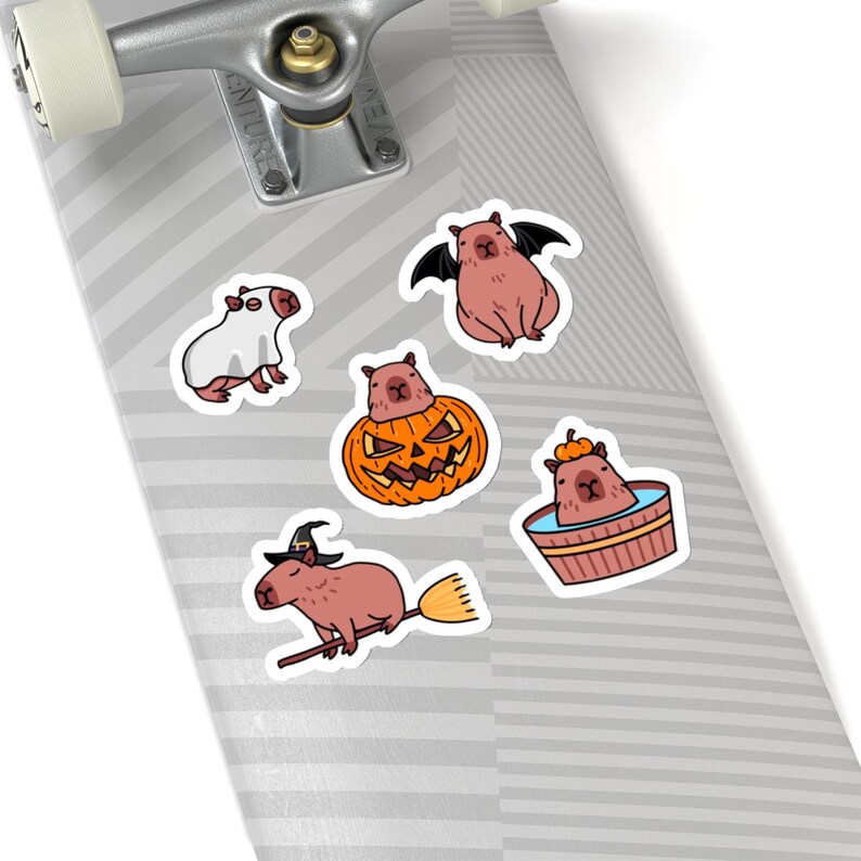Cute Halloween Capybara Sticker Pack – Set of 5 Kawaii Halloween ...