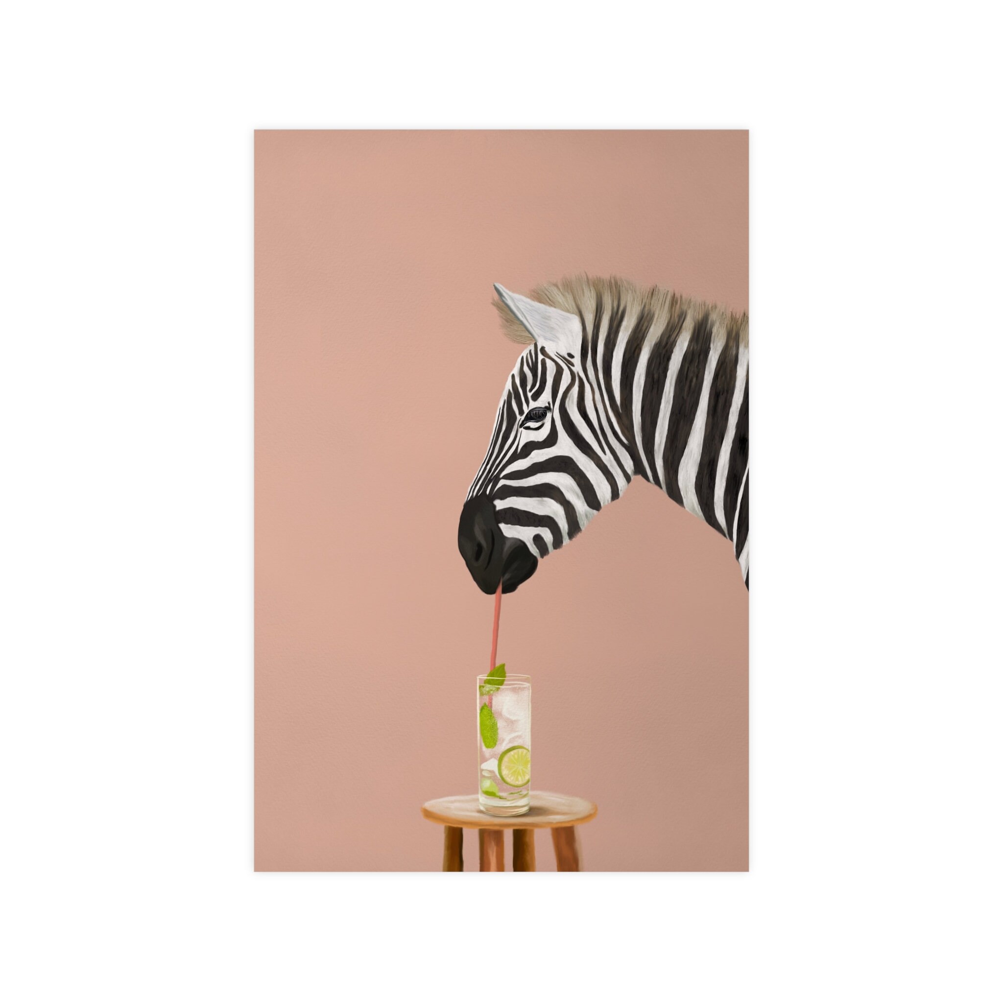 Zesty Zebra Mojito Poster: Vibrant Animal Art for Wall Decor - Etsy