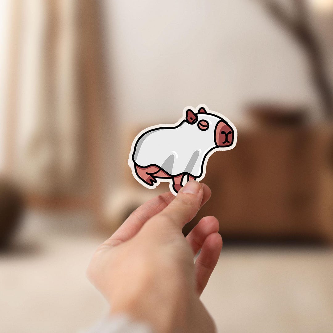 Cute Halloween Capybara Ghost Kiss-cut Sticker - Etsy