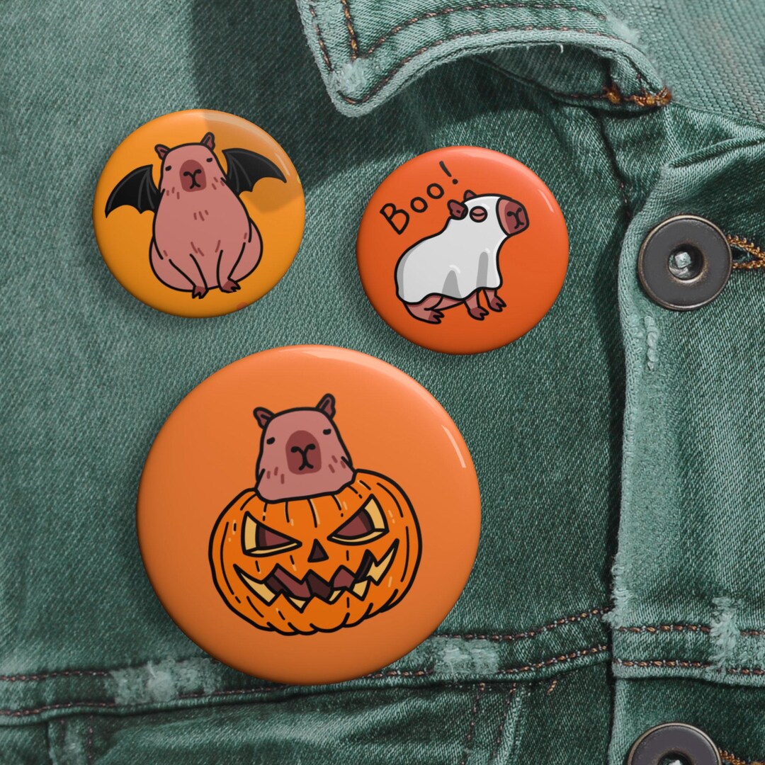 3-pack Cute Halloween Capybara Pin Buttons – Kawaii Capybara Button Set ...