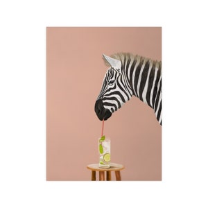 Zesty Zebra Mojito Poster: Vibrant Animal Art for Wall Decor - Etsy