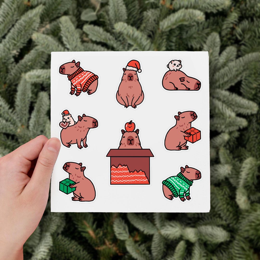 Cute Christmas Capybara Sticker Pack | Set With 8 Adorable Capybaras ...