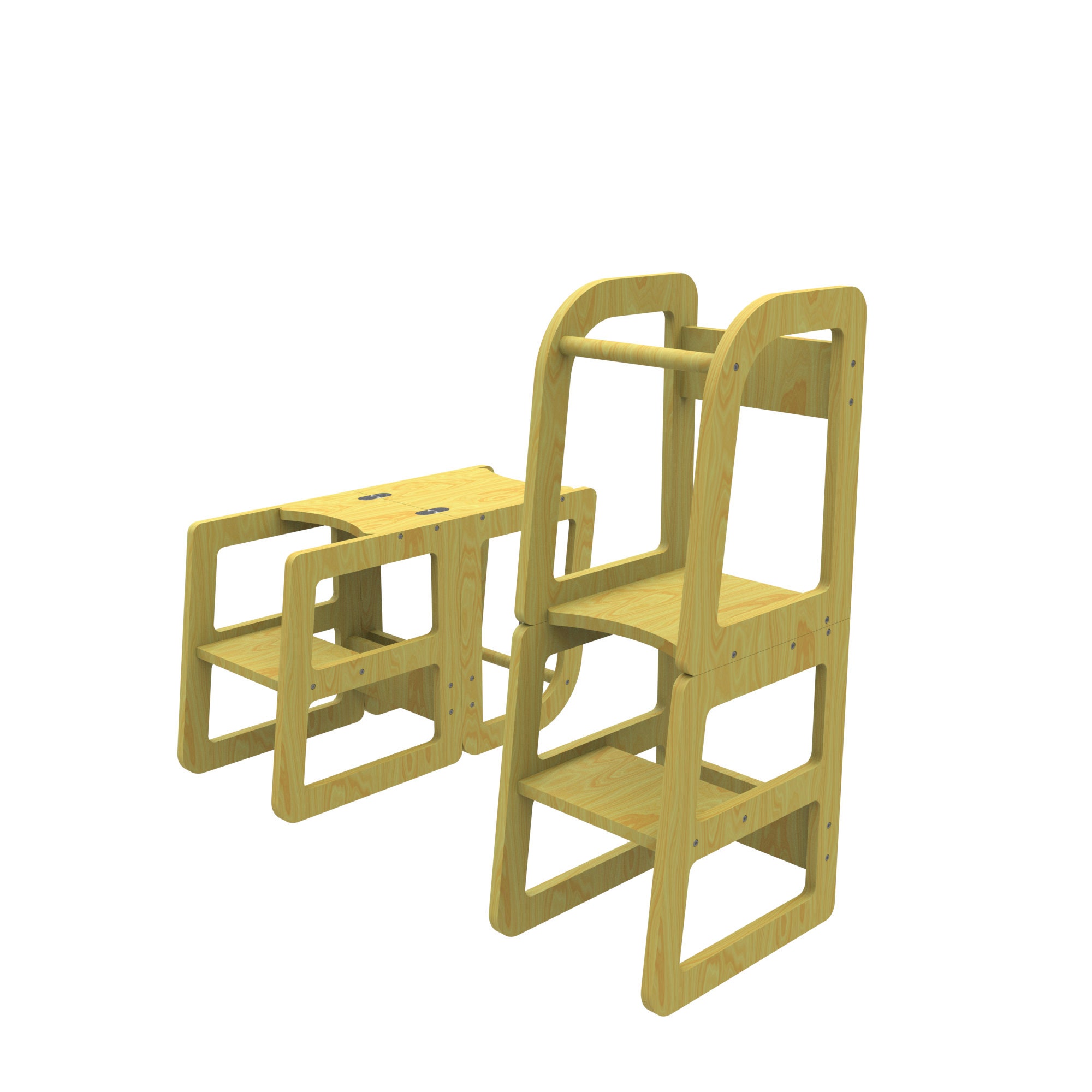 Kids Learning Tower kitchen Tower Laser Cut Cnc Pdf Step Render DIY ...