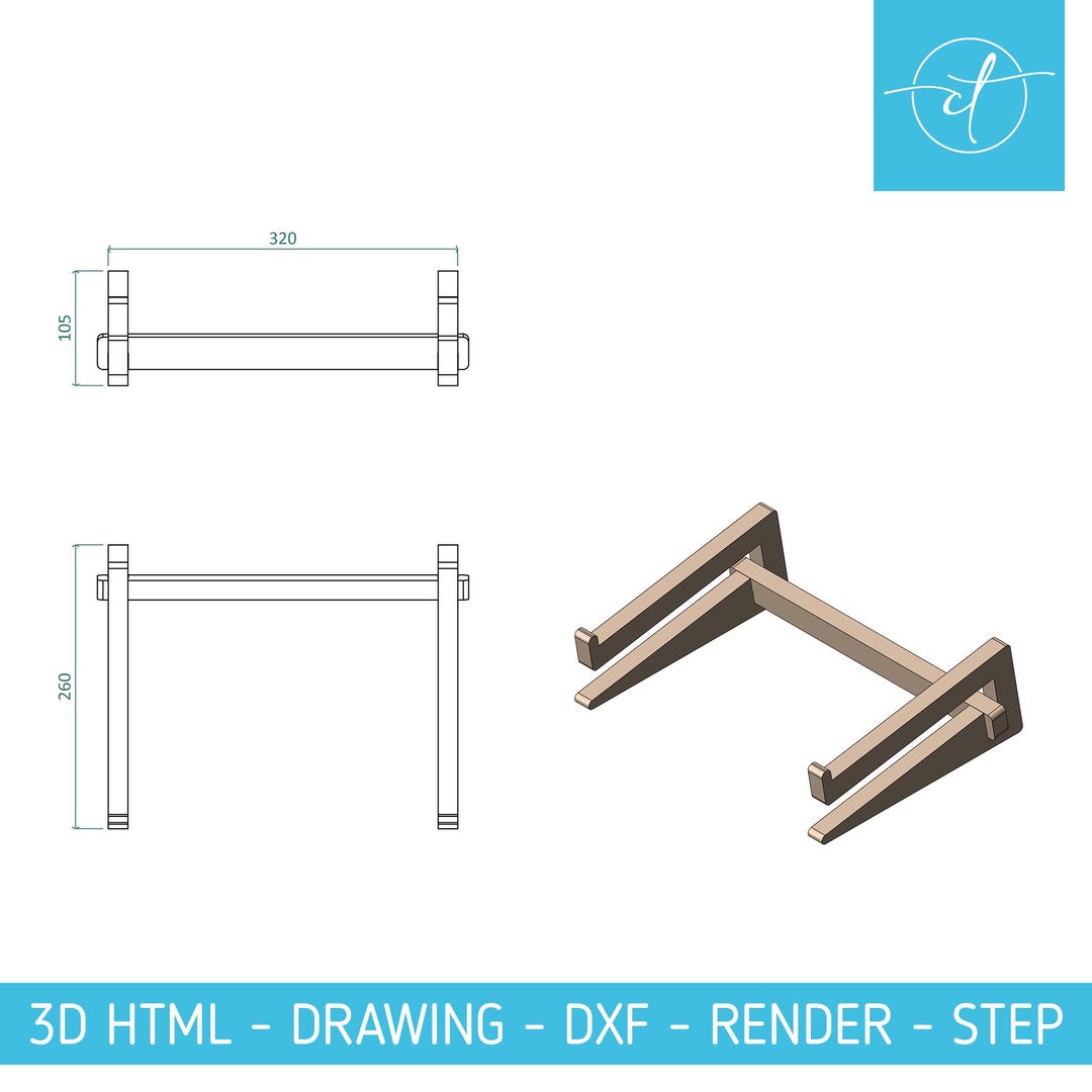 Wooden Laptop Stand 3D Model for 16 Inch Laptops CNC Laser Cut Files - Etsy