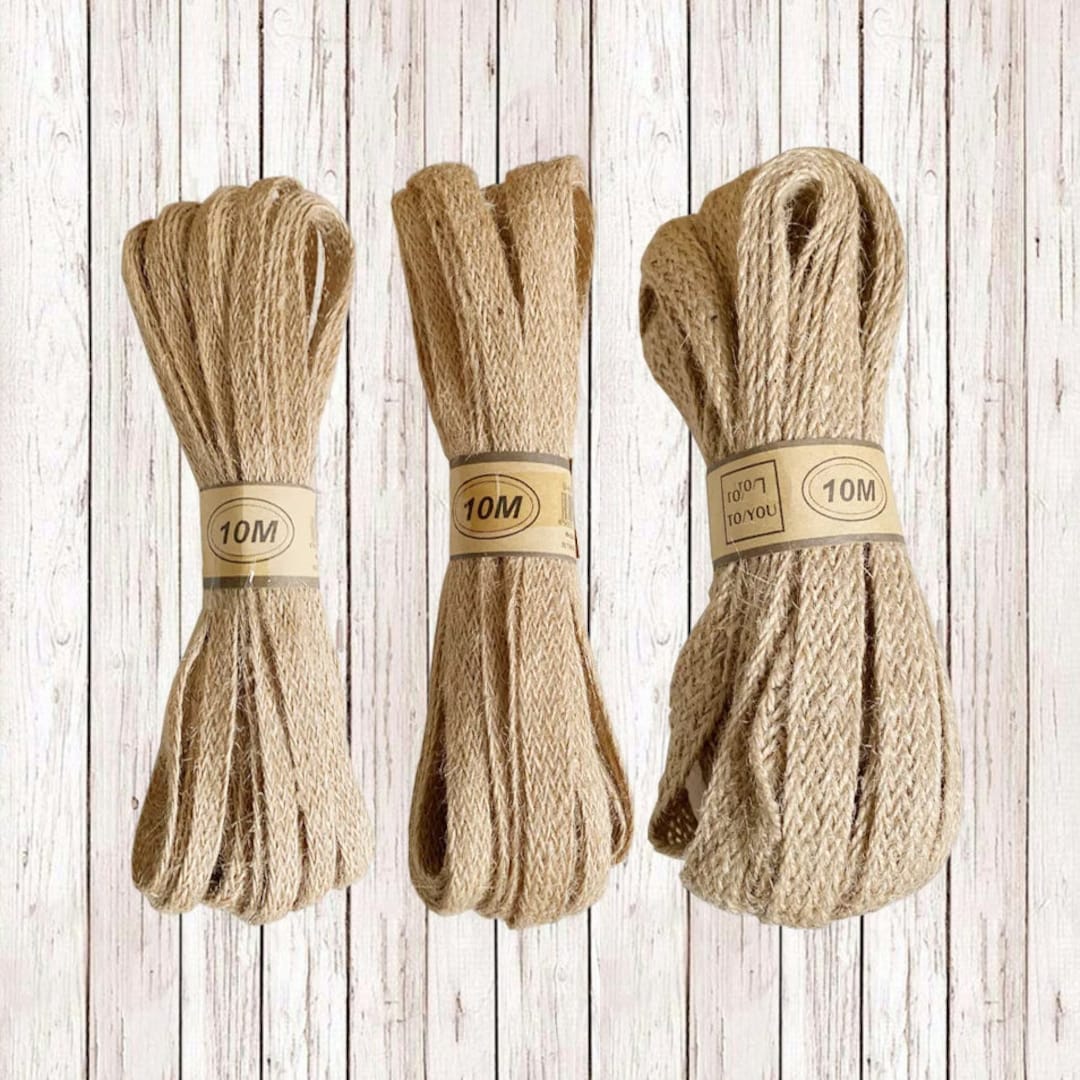 10M Hemp Cords Braided Flat Burlap , Cotton Cords, Natural Wall Hanging ...