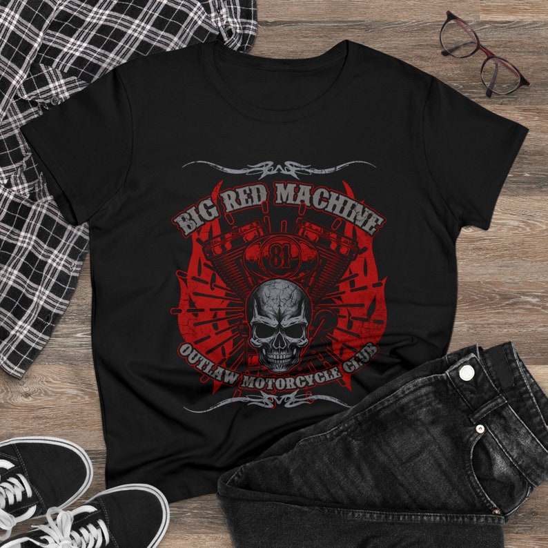 Support 81, Big Red Machine Motorcycle Women's Midweight Cotton Tee ...