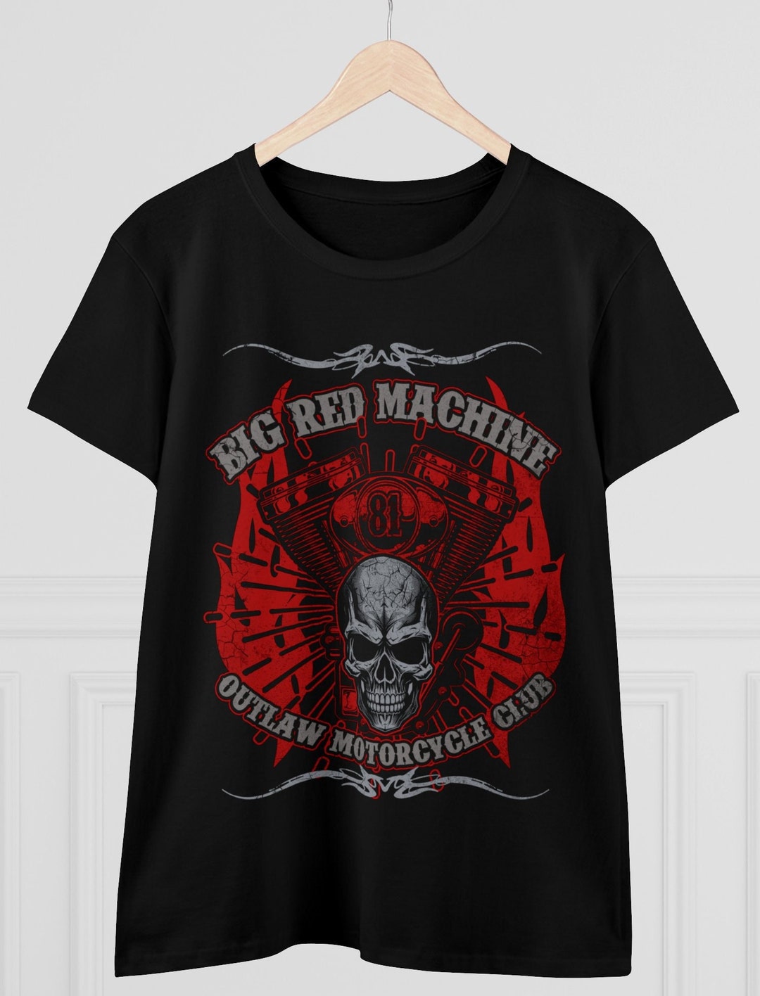 Support 81, Big Red Machine Motorcycle Women's Midweight Cotton Tee ...
