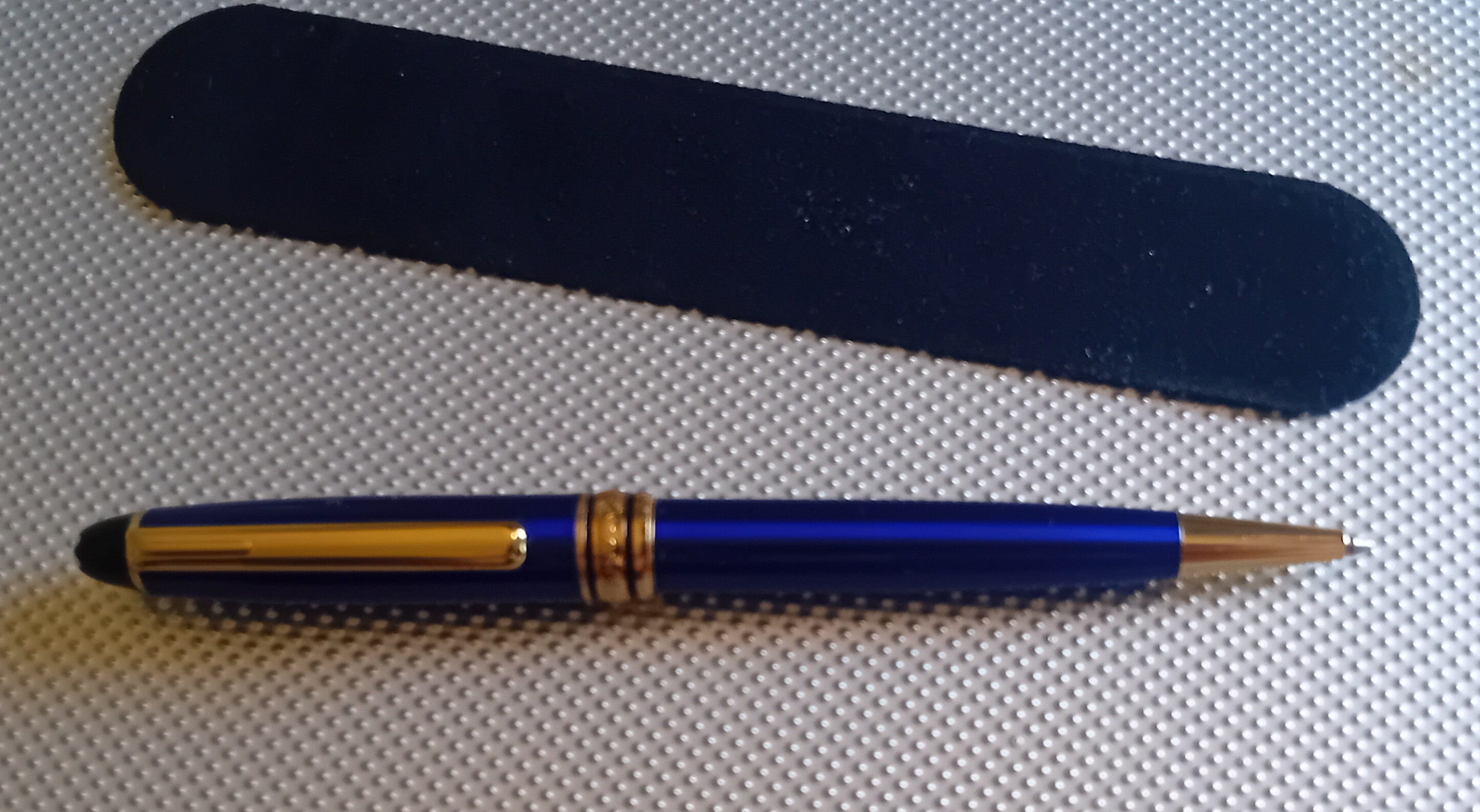 Blue Electric Ballpoint Metal Pen With Gold Ring and Clip Has a New ...