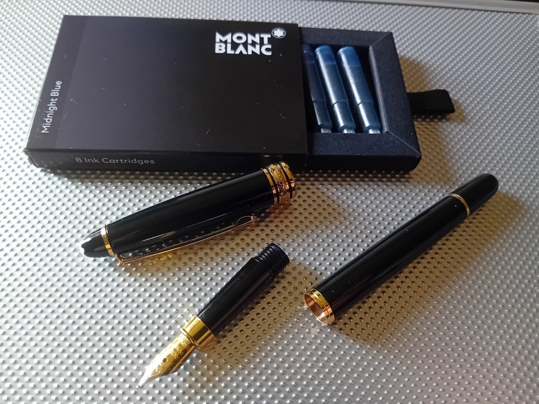 Fountain Metal Pen Black With Gold Ring and Clip Has a New Original ...