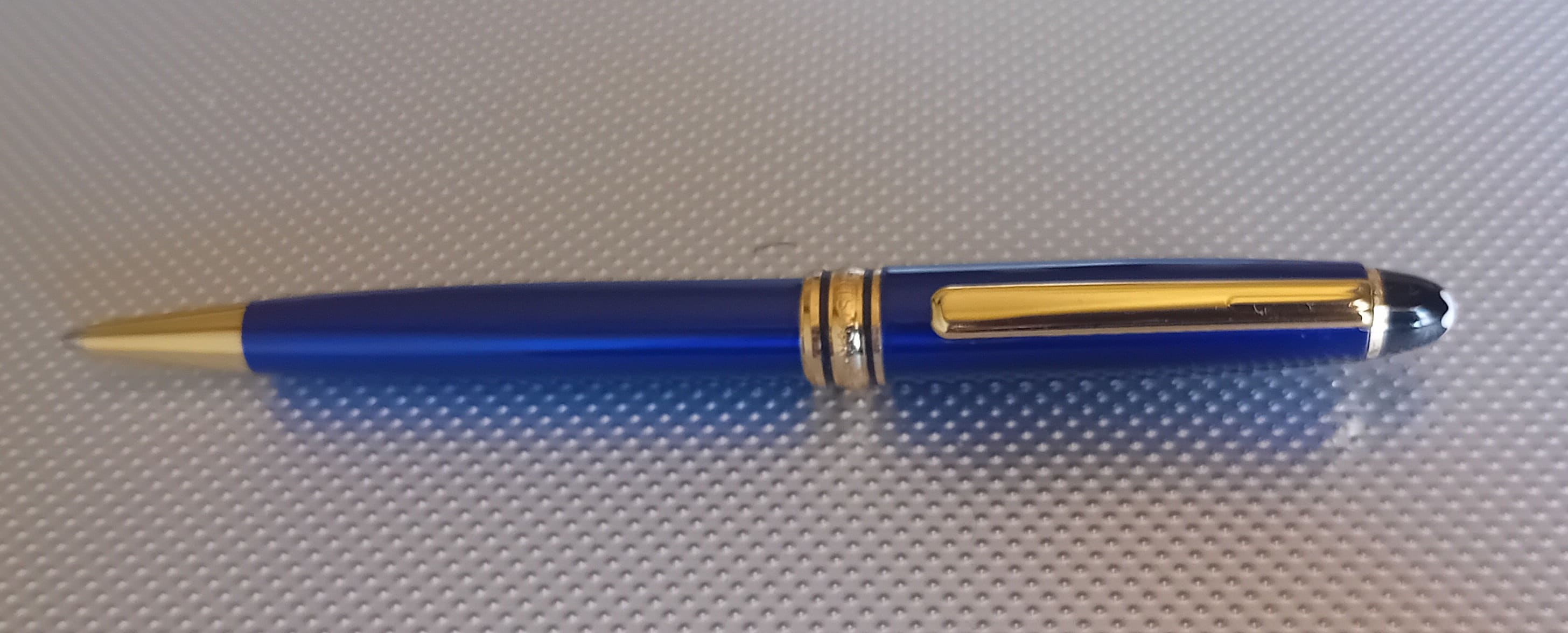 Blue Electric Ballpoint Metal Pen With Gold Ring and Clip Has a New ...
