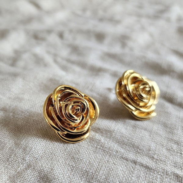 Large Gold Studs Rose - Etsy