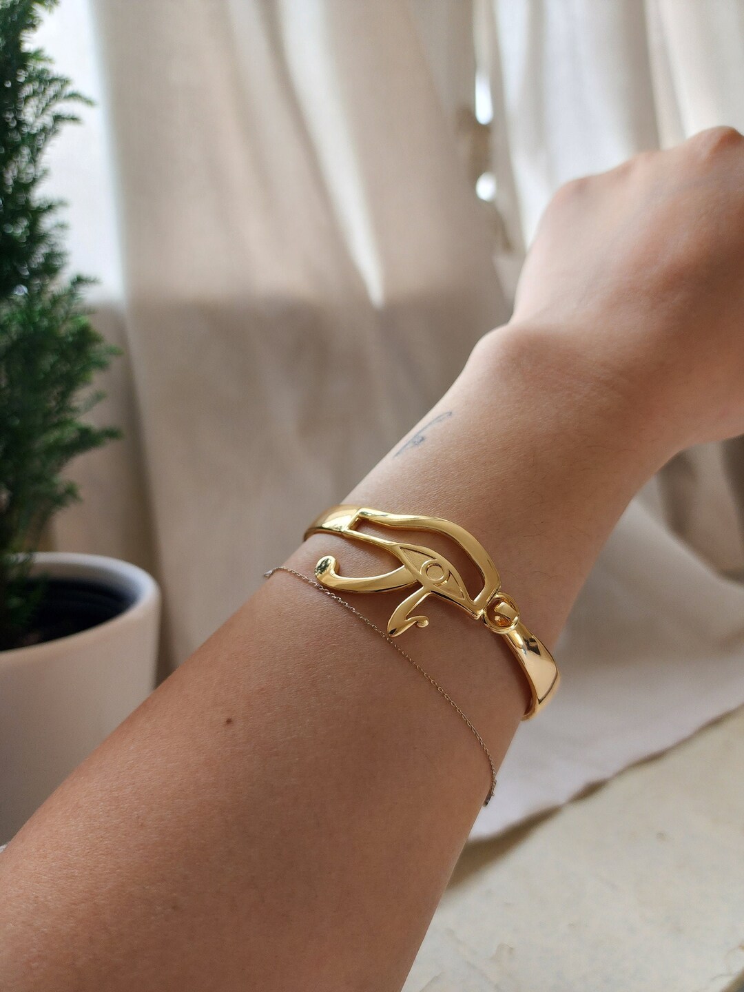 Gothic Eye of Horus Egyptian Bangle, Gold Egyptian Bangle for Women ...