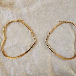 Gold Heart Hoop Earrings, Dainty Heart Hoops, Minimalist Heart Hoop ...