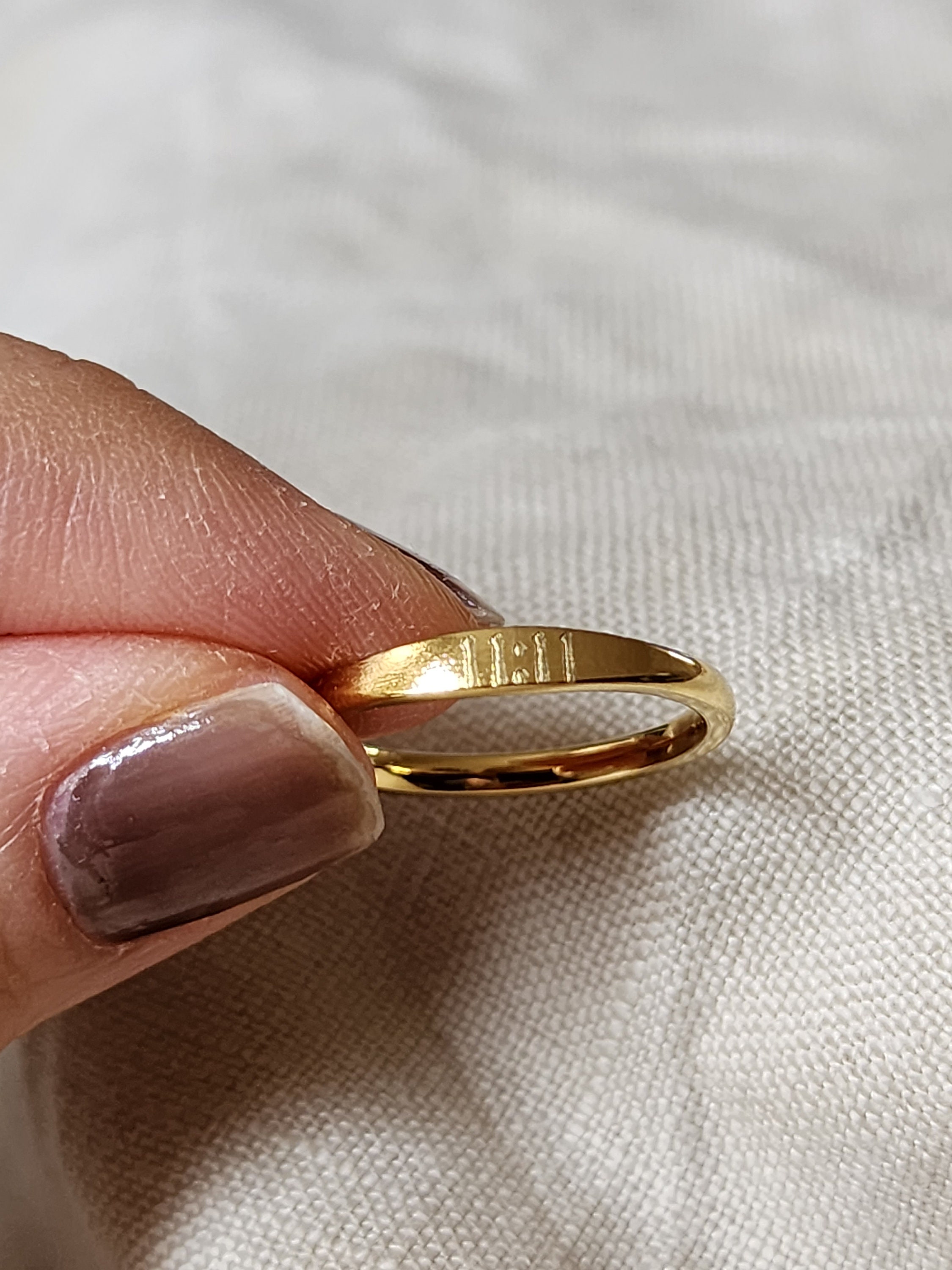 Dainty Gold Angel Number Ring, Minimalist 11:11 Statement Ring ...