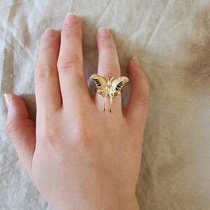 Gold Moth Ring, Dainty Moth Ring, Boho Moth Ring, Minimalist Moth Ring ...