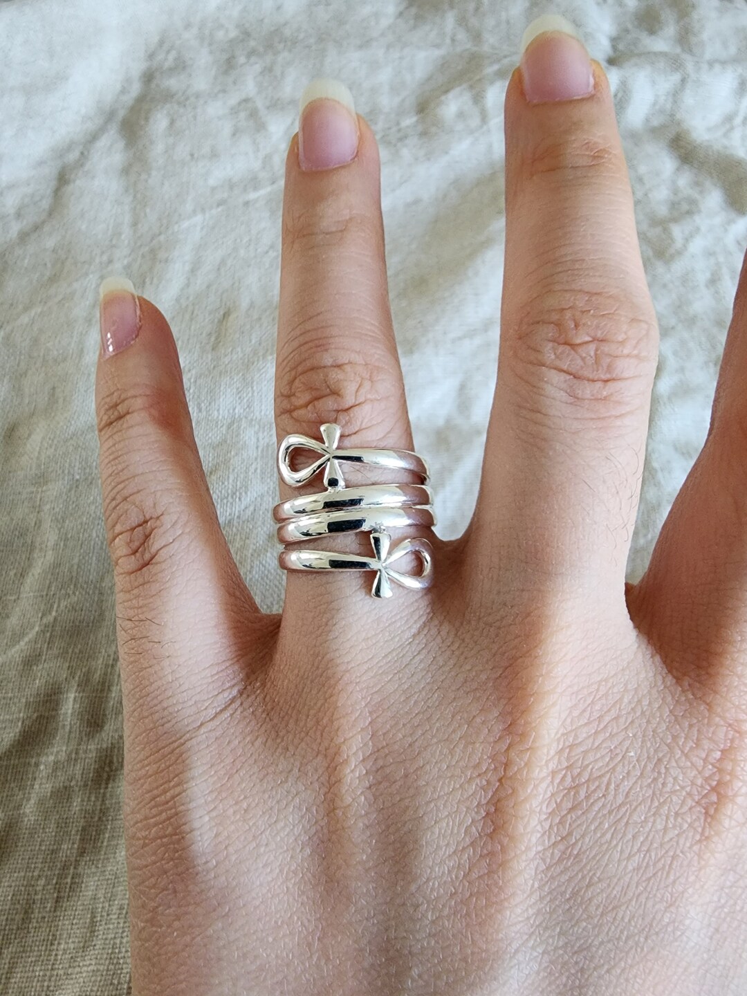 Silver Egyptian Ankh Ring, Gothic Egyptian Goddess Ring, Adjustable ...