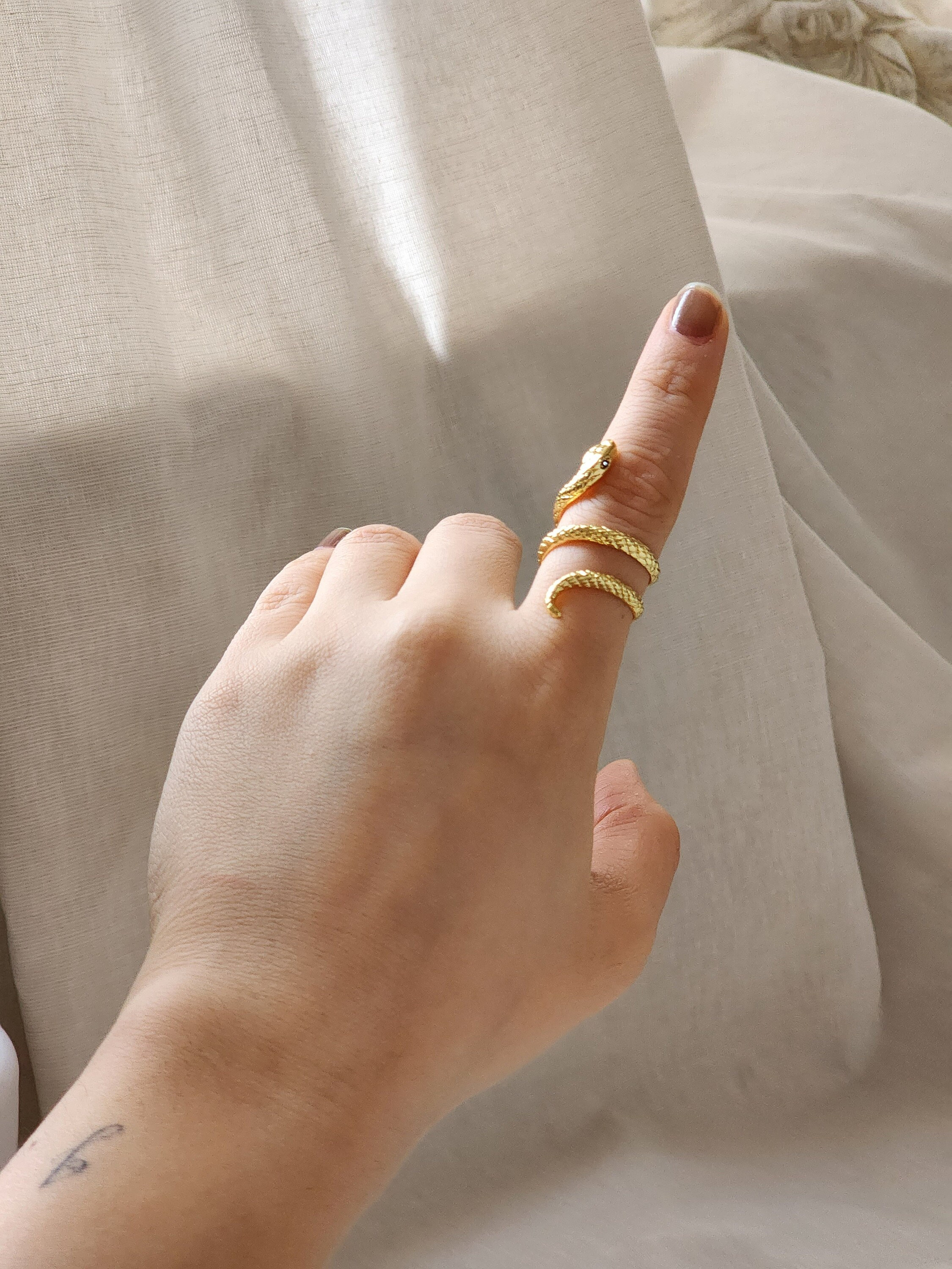 Punk Snake Wrap Ring, Gothic Serpent Statement Ring, Dainty Minimalist ...
