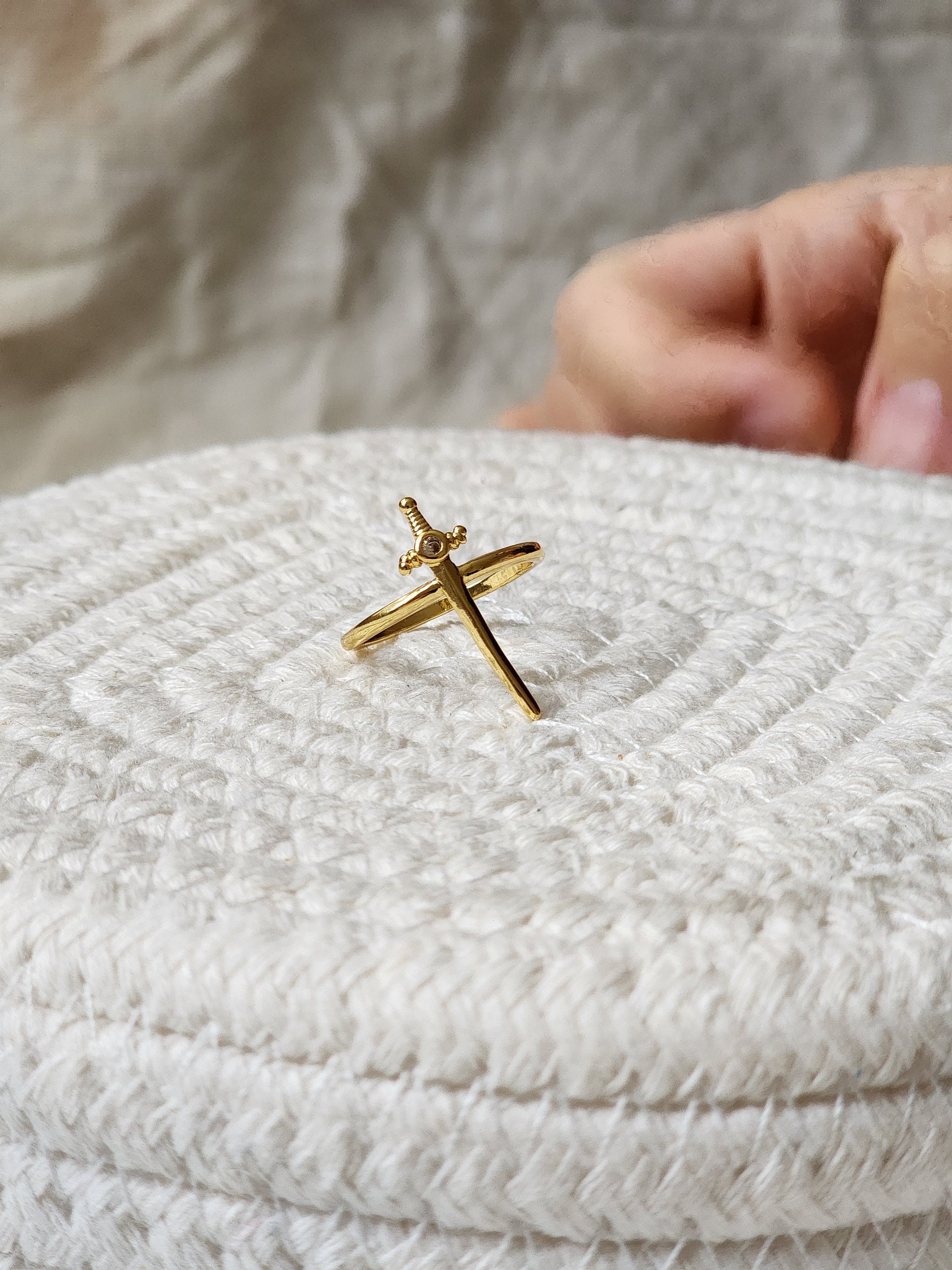 Punk Gold Dagger Ring, Dainty Sword Statement Ring, Engagement Gift ...